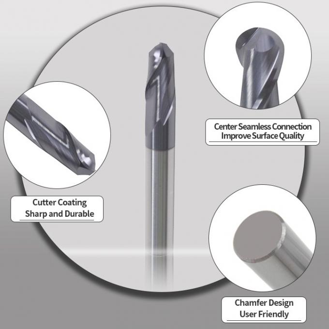 Round Spherical Ball Nose End Mill Long Tungsten Solid Carbide 2/4 Flute
