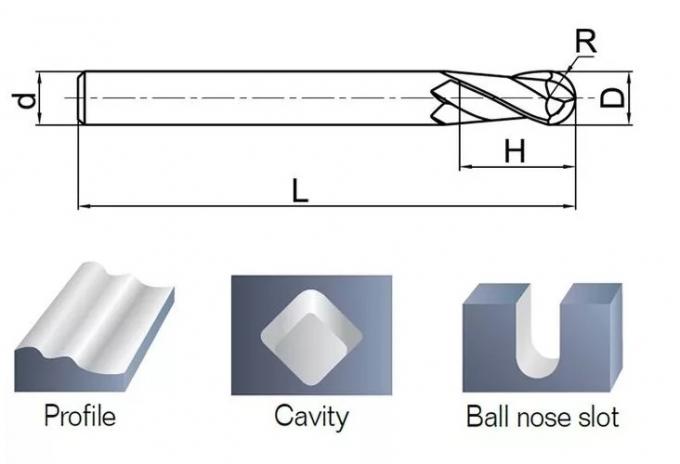 Long Tungsten Solid Carbide Ball Nose End Mill Cnc Round Spherical ...